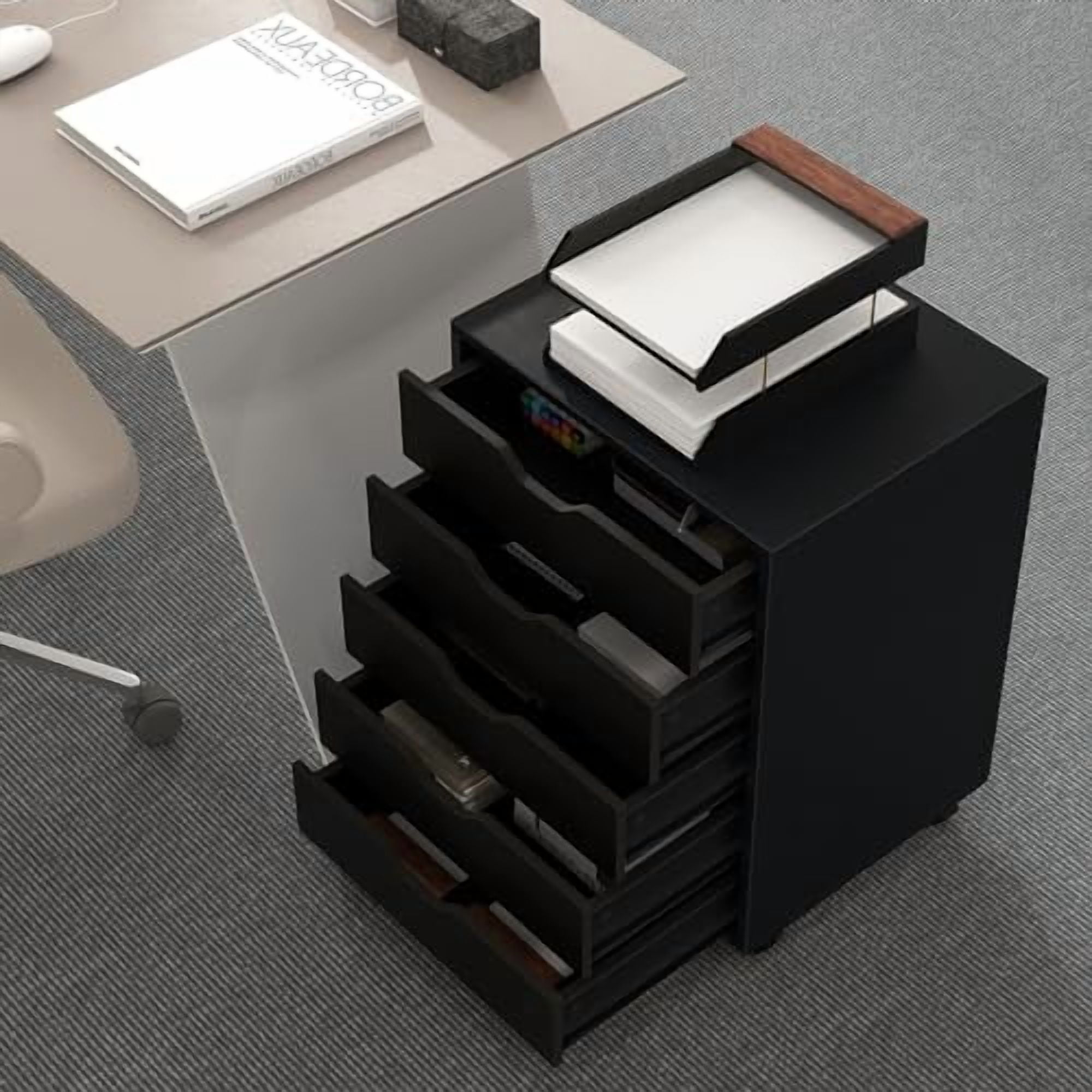 5 Drawers File Cabinet, Vertical Filing Cabinet for Home Office, Mobile ...