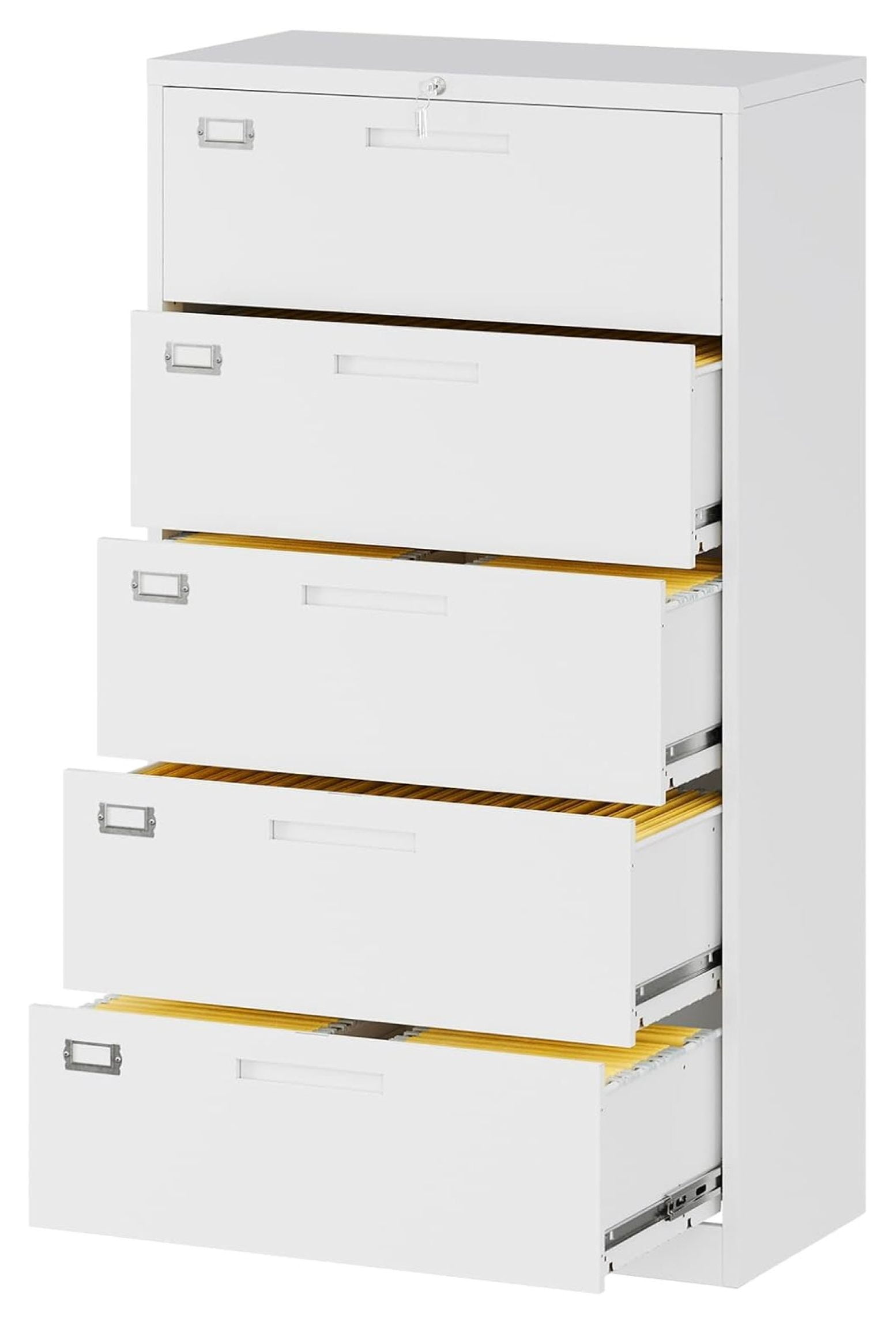 5 Drawers Lateral File Cabinet with Lock Metal Steel Filling Cabinets ...