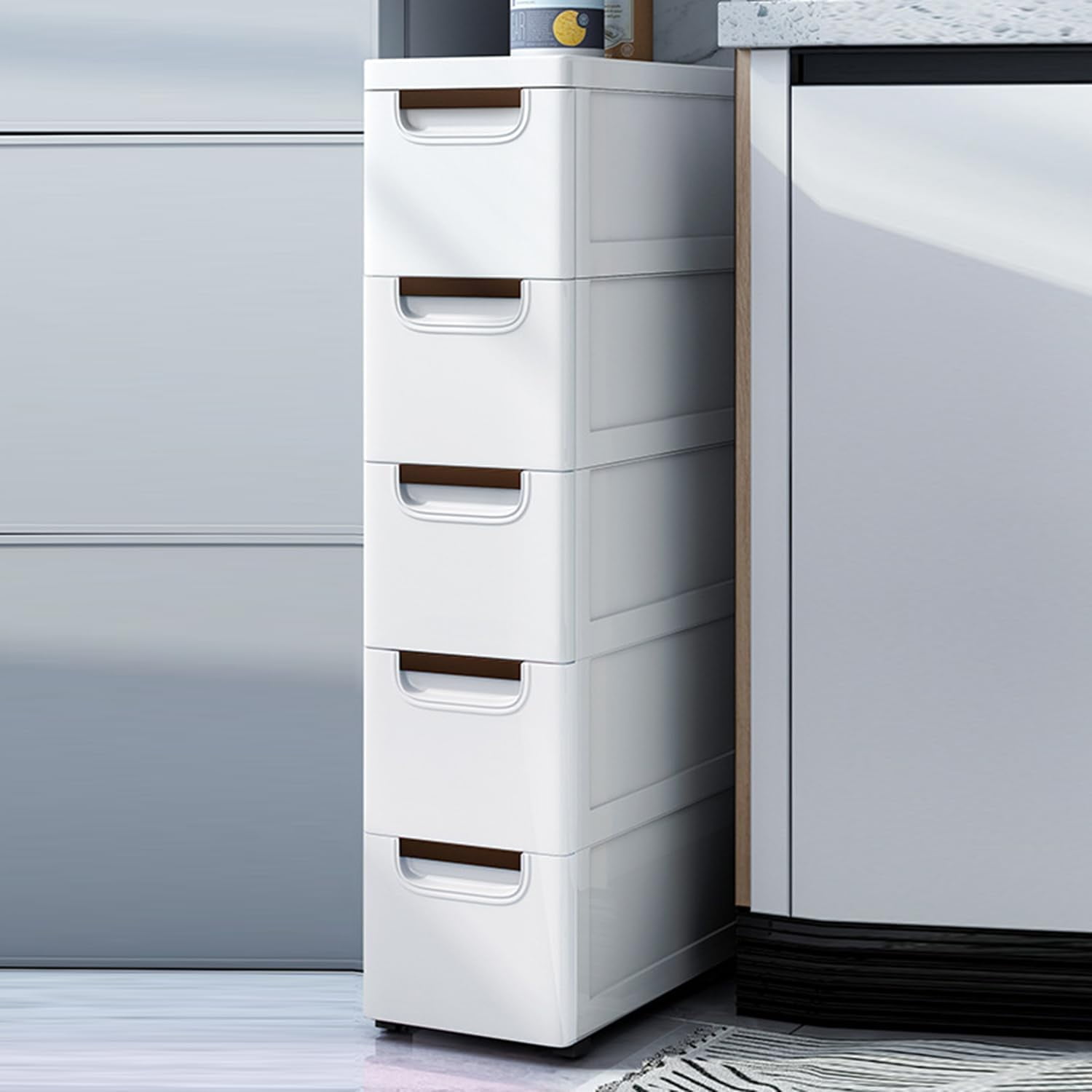 5 Drawers Narrow Slim Plastic Storage Cabinet,Storage Drawer with 4 ...