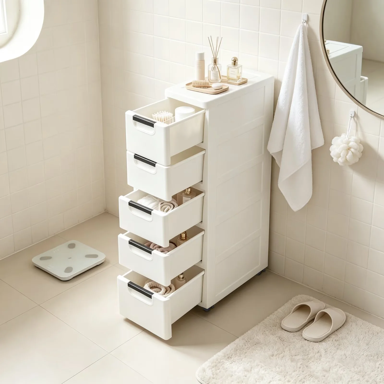 5 Drawers Narrow Slim Plastic Storage Cabinet,Storage Drawer with 4 ...