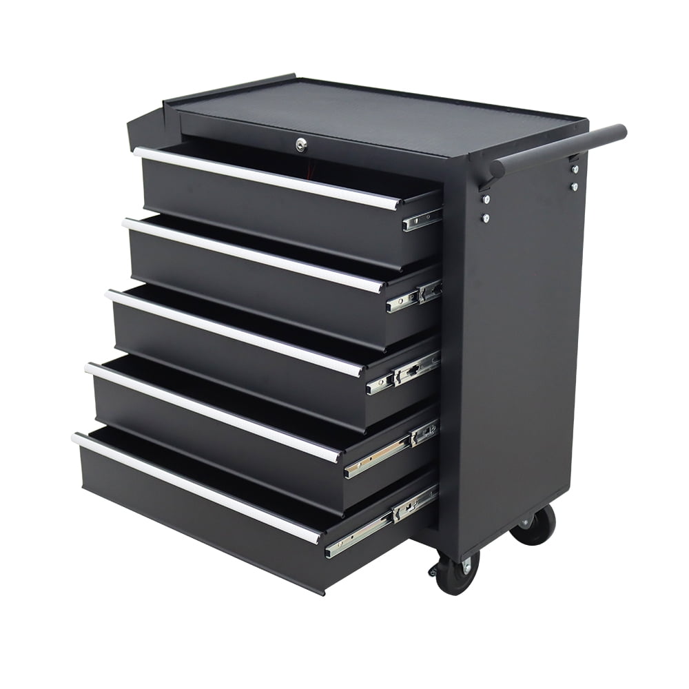 5 Drawers Rolling Tool Cart Lockable Storage Organizer Trolley Storage ...