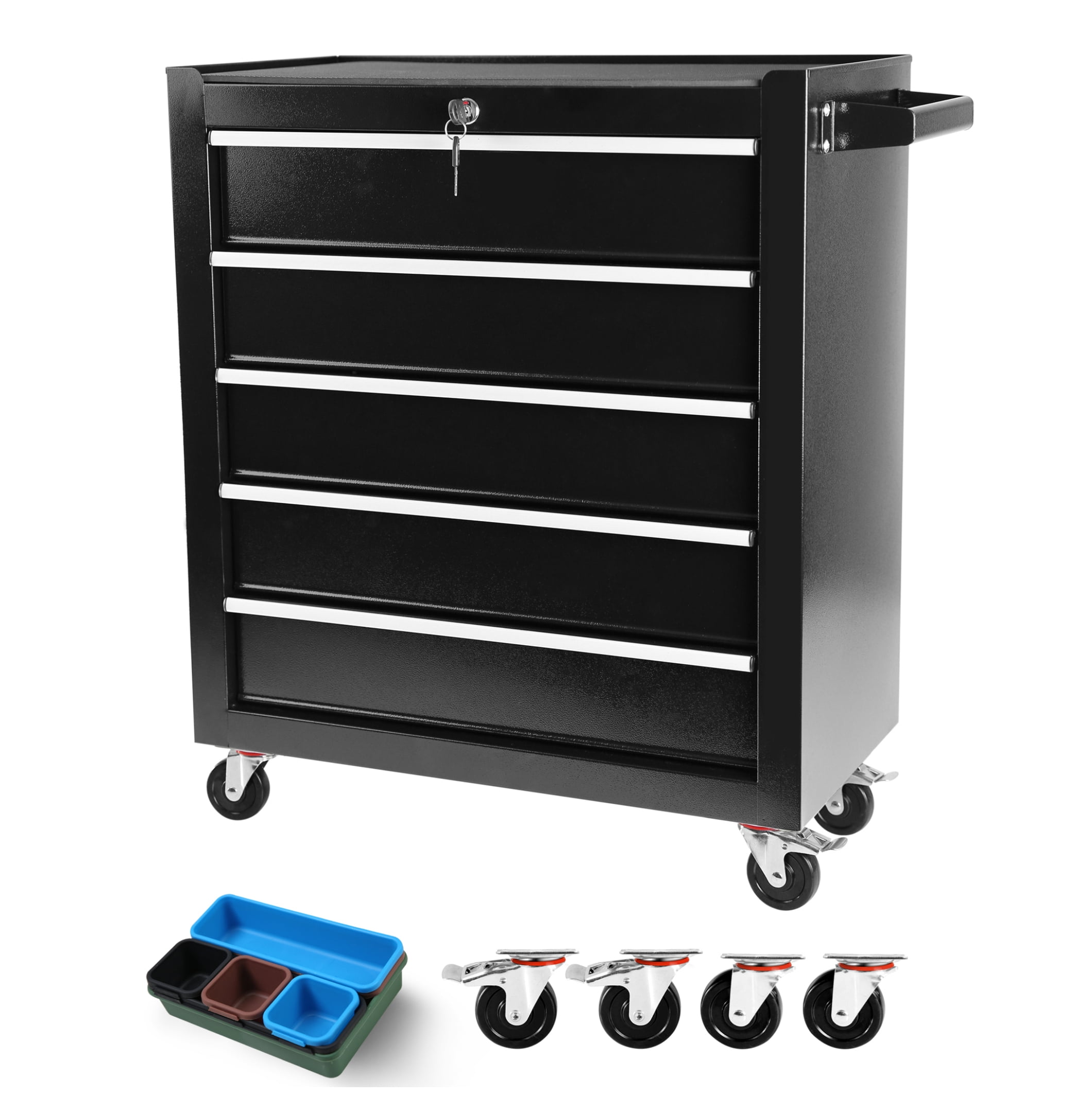 5 Drawers Rolling Tool Chest Cabinet with Wheels, Tool Storage Cabinet and Tool Box Organizer ...