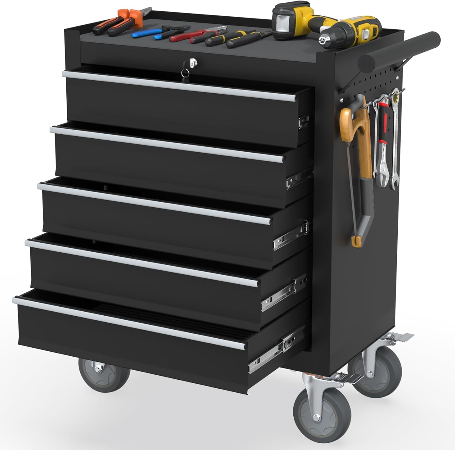 5 Drawers Rolling Tool Chest, Organizer Portable Storage Tool Box with ...
