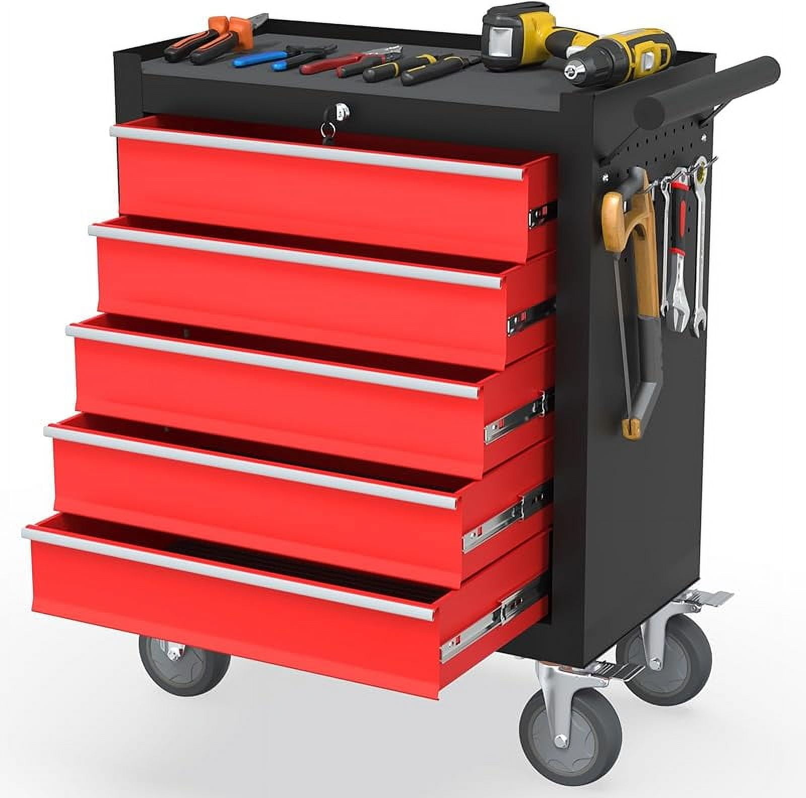 5 Drawers Rolling Tool Chest, Organizer Portable Storage Tool Box with Wheels, Tool Chests ...