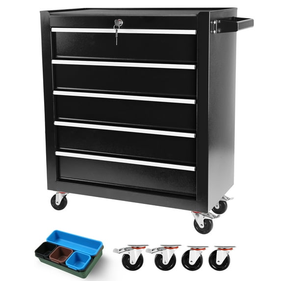 5 Drawers Rolling Tool Chest with Wheels, Portable Tool Cabinet on Wheels, Tool Chest Organizer ...
