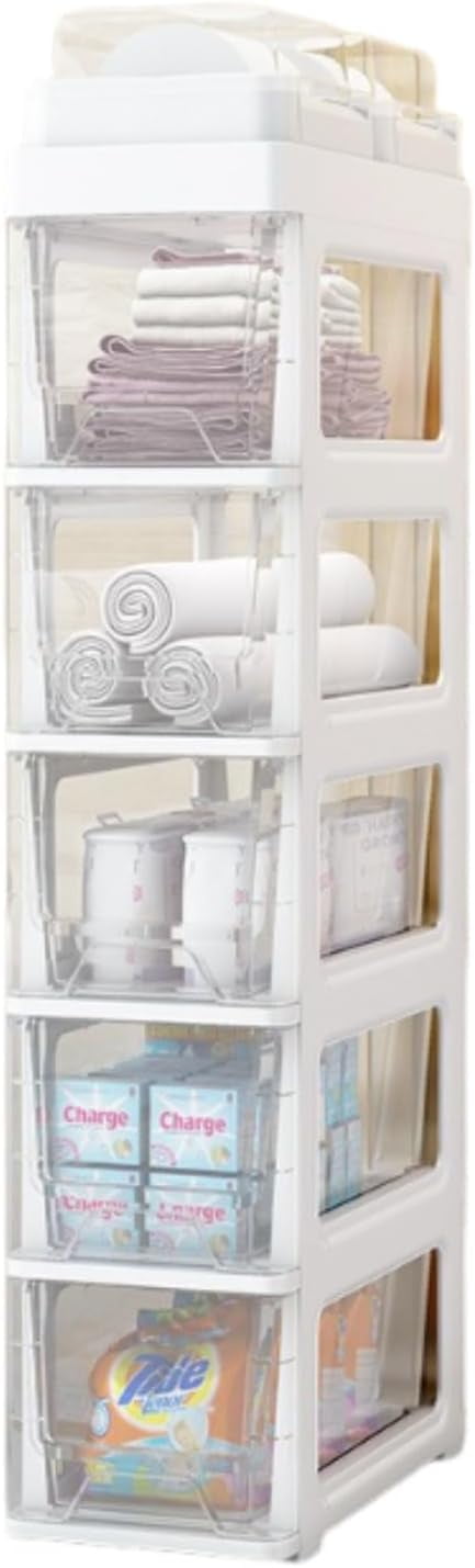 5 Drawers Storage Cabinet, Floor Standing Cabinet with Top Notch ...