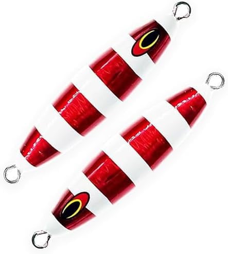 5" Eddie Bomb Tuna jig 16 oz, 2 Pcs Red Zebra Glow Unrigged for ...