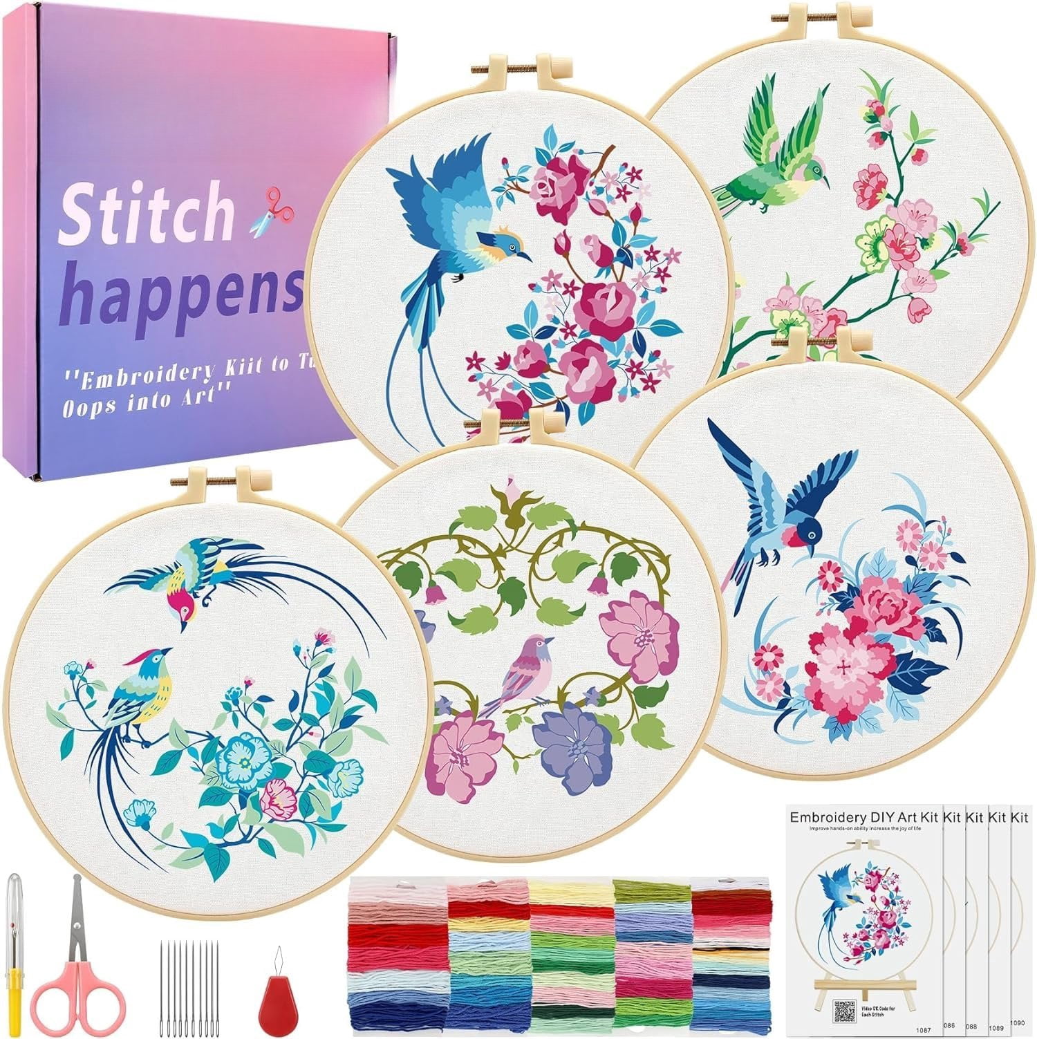 5 Embroidery Kit for Beginners - Needlepoint Kits for Step by Step ...