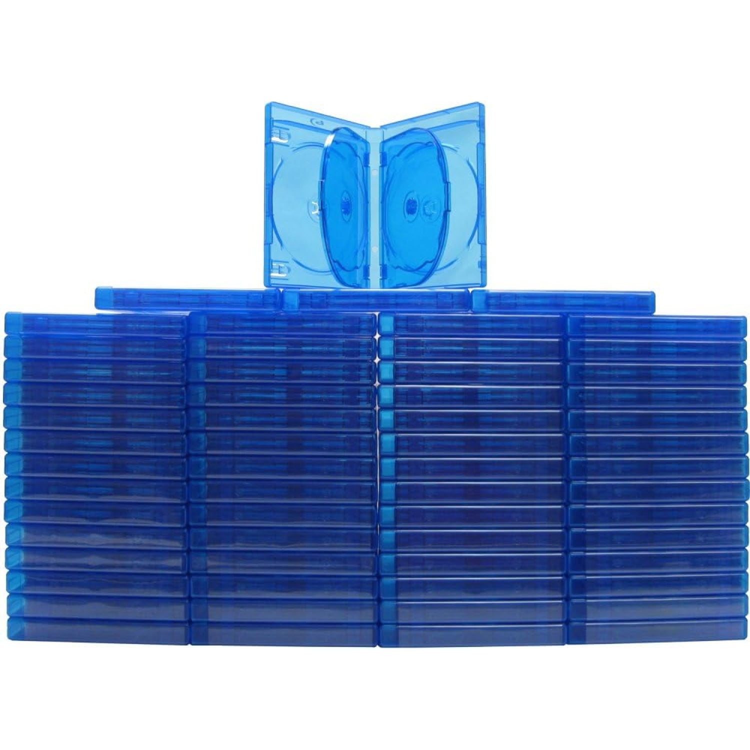 (5) Empty 21mm Thick SIX DISC CAPACITY Blue Replacement Boxes / Cases ...