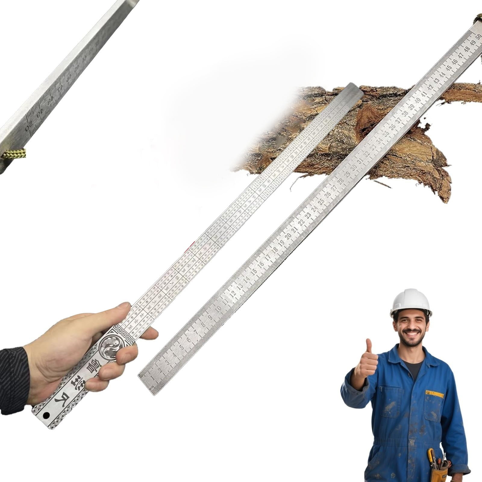 Under $5 Engineering Steel Ruler, 50Cm Stainless Steel Ruler with Inch ...