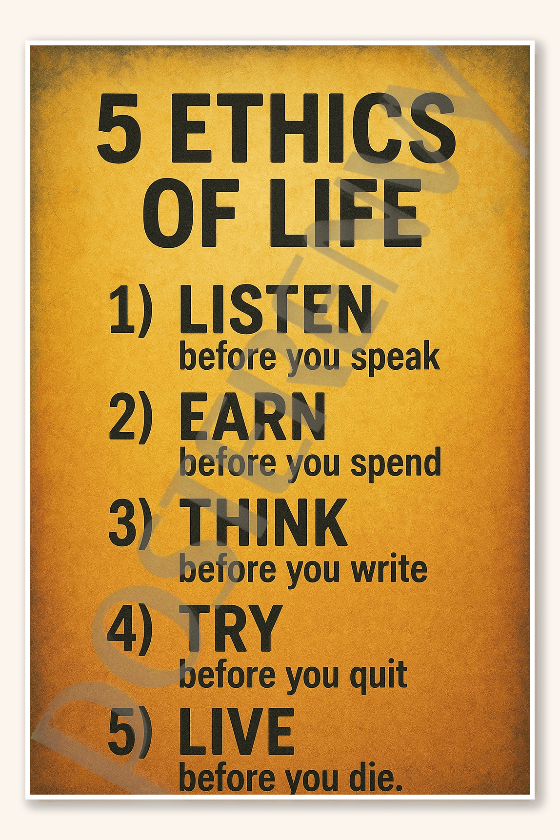 5 Ethics of Life Poster - 18 inch x 12 inch - Walmart.com