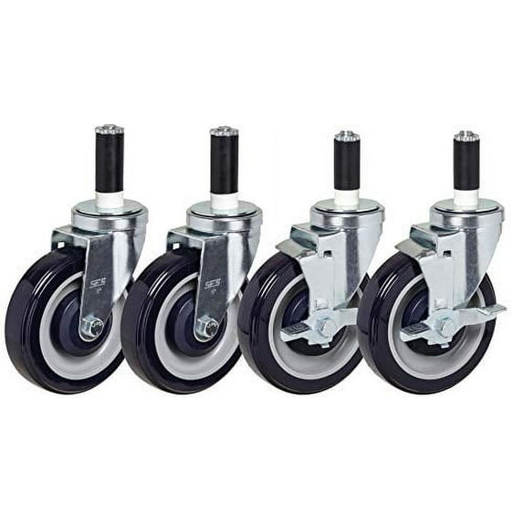 5" Expandable Stem Caster Set | for 1" ID Tubing | Polyurethane with Precision Bearings ...