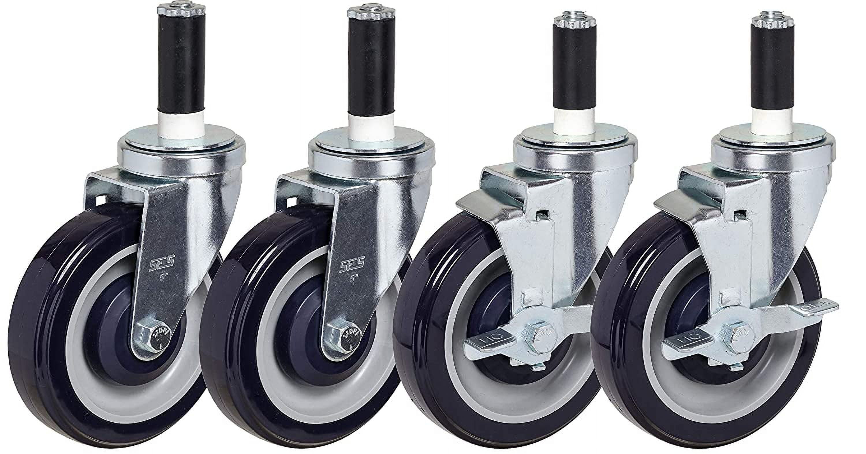 5" Expandable Stem Caster Set | for 7/8" ID Tubing | Polyurethane with ...