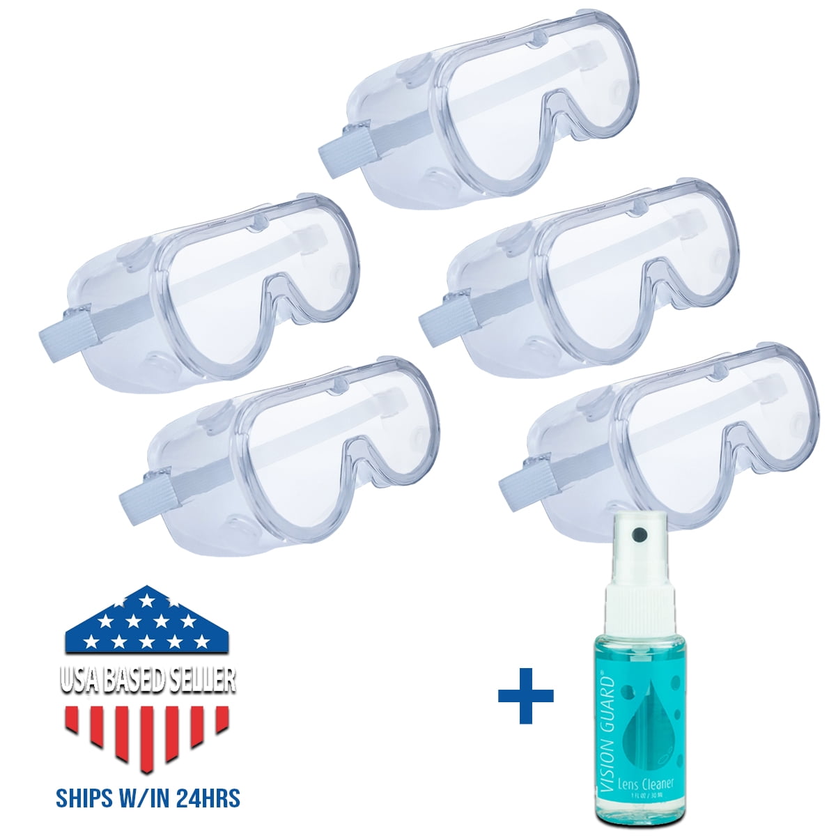 5 Eye Protection Safety Glasses Goggles Fit-Over Anti-Fog 1 Lens ...