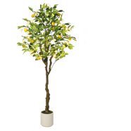Costway 1 PCS 2.6 FT Tall Artificial Lemon Tree with Lemon Fruits ...