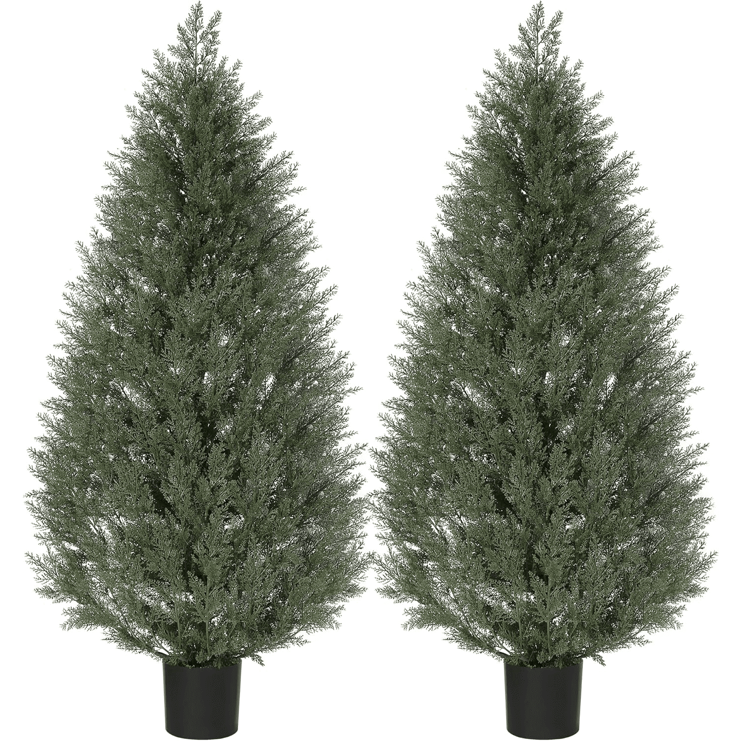 5 FT Artificial Cedar Tree Set of 2,Outdoor Faux Evergreen Plants ...