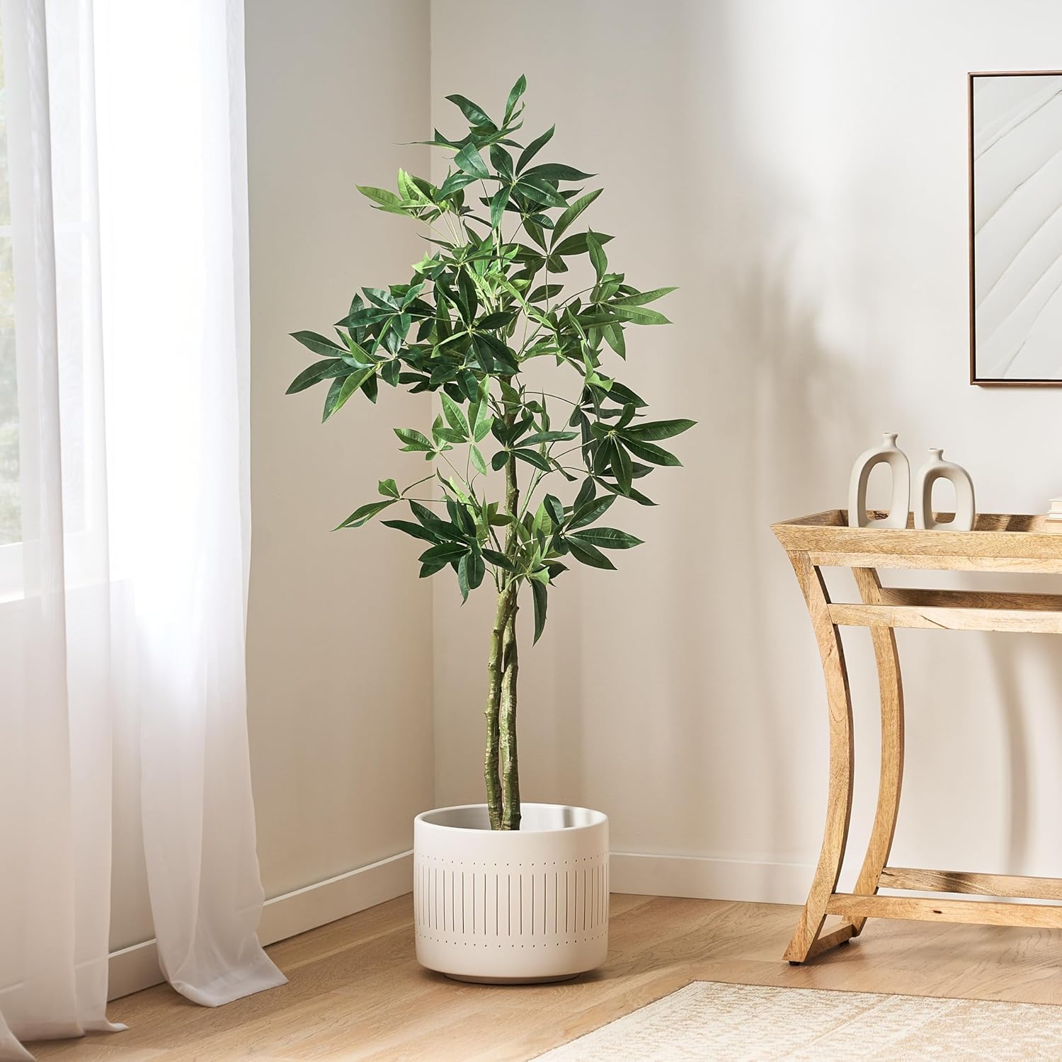 5 FT Artificial Tree, Indoor Pachira Macrocarpa Tree Artificial , Fake ...