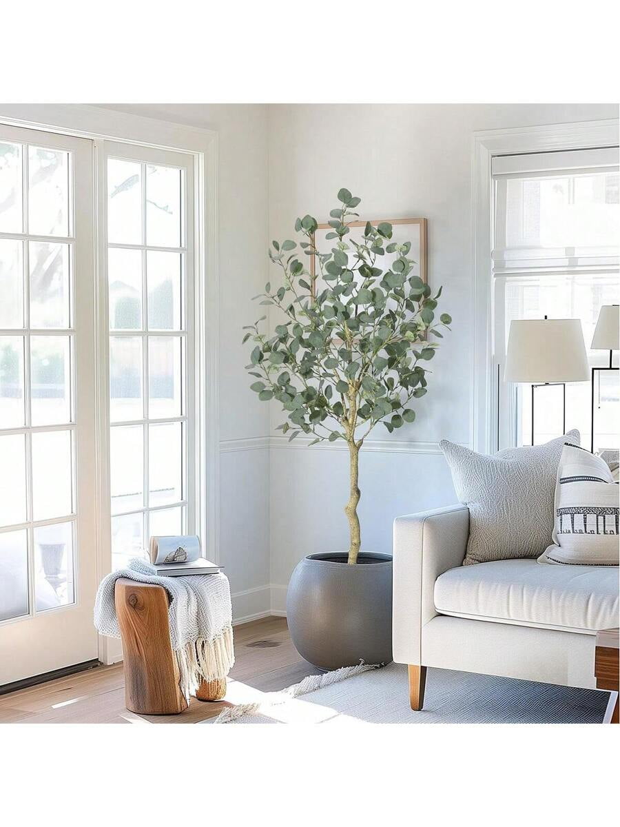 5 FT Artificial Tree Plant Eucalyptus Tree , Modern Large Fake Plant ...
