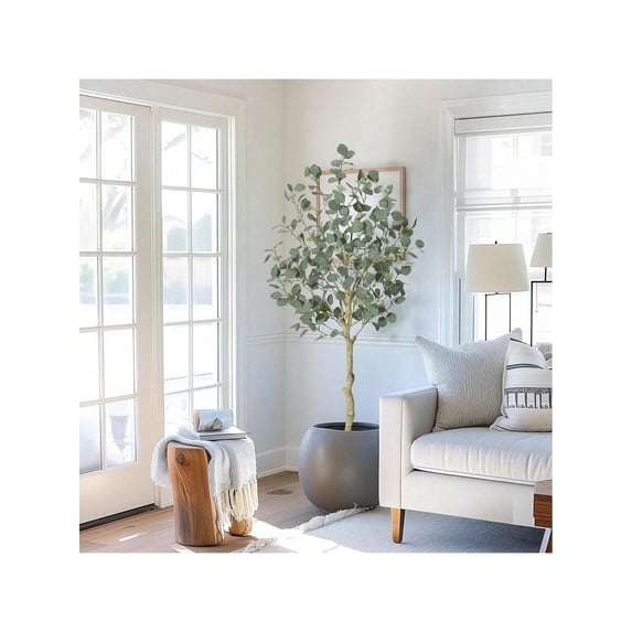 5 FT Artificial Tree Plant Eucalyptus Tree , Modern Large Fake Plant ...