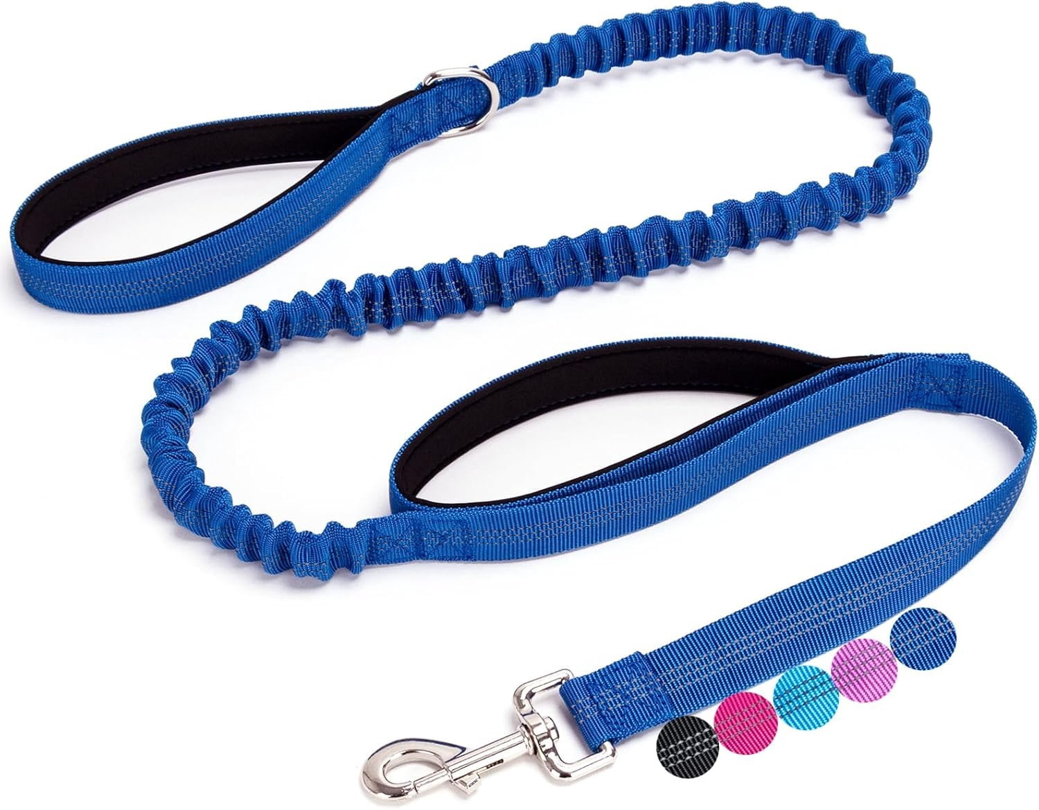 5 FT Bungee Leash with 2 Handles, Reflective Nylon Traffic Leash, Shock ...