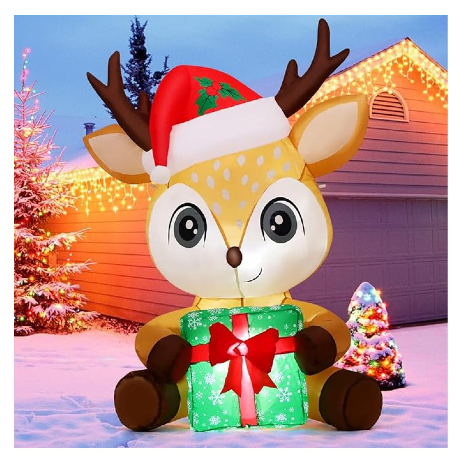 5 FT Christmas Inflatables Reindeer Outdoor Decorations Blow Up Yard ...