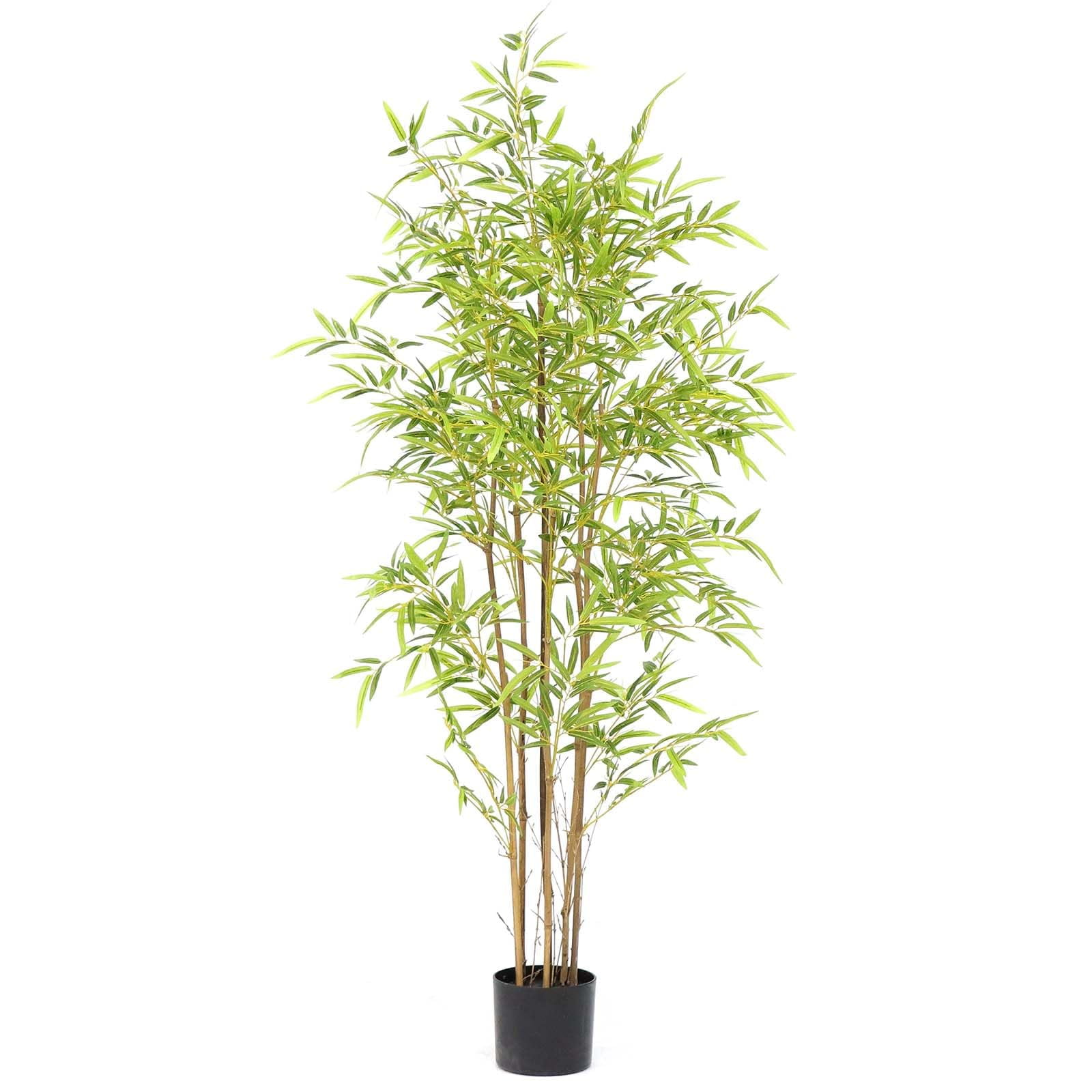 5 FT Fake Bamboo Tree, Artificial Bamboo Plants with Silk Leaves and ...