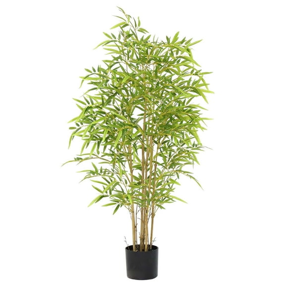 5 FT Fake Bamboo Tree, Artificial Bamboo Plants with Silk Leaves and ...