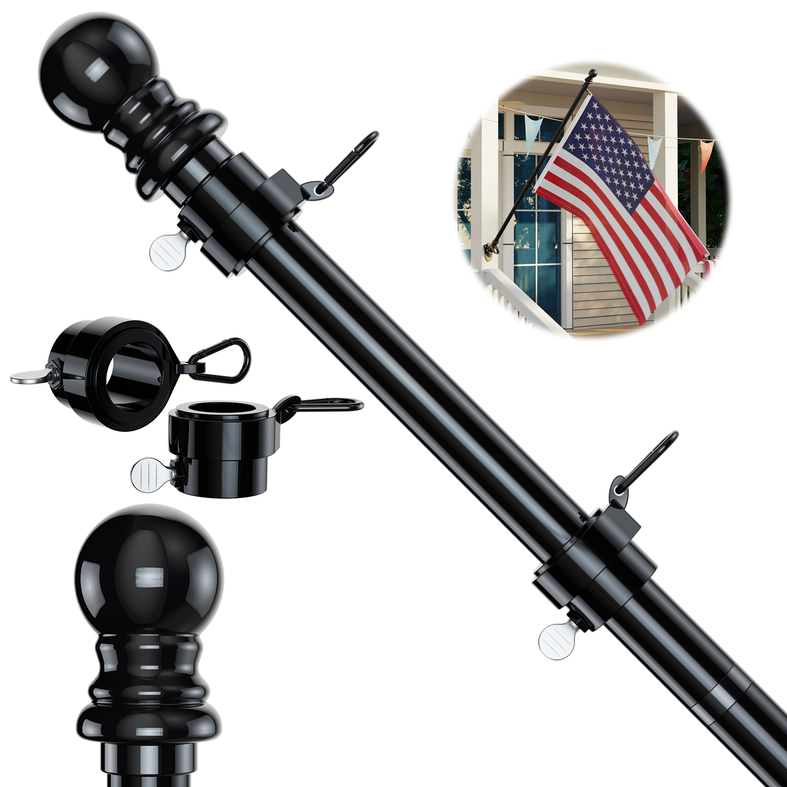 Flag Pole for Outside In Ground,20 FT Extra Thick Outdoor Heavy Duty ...