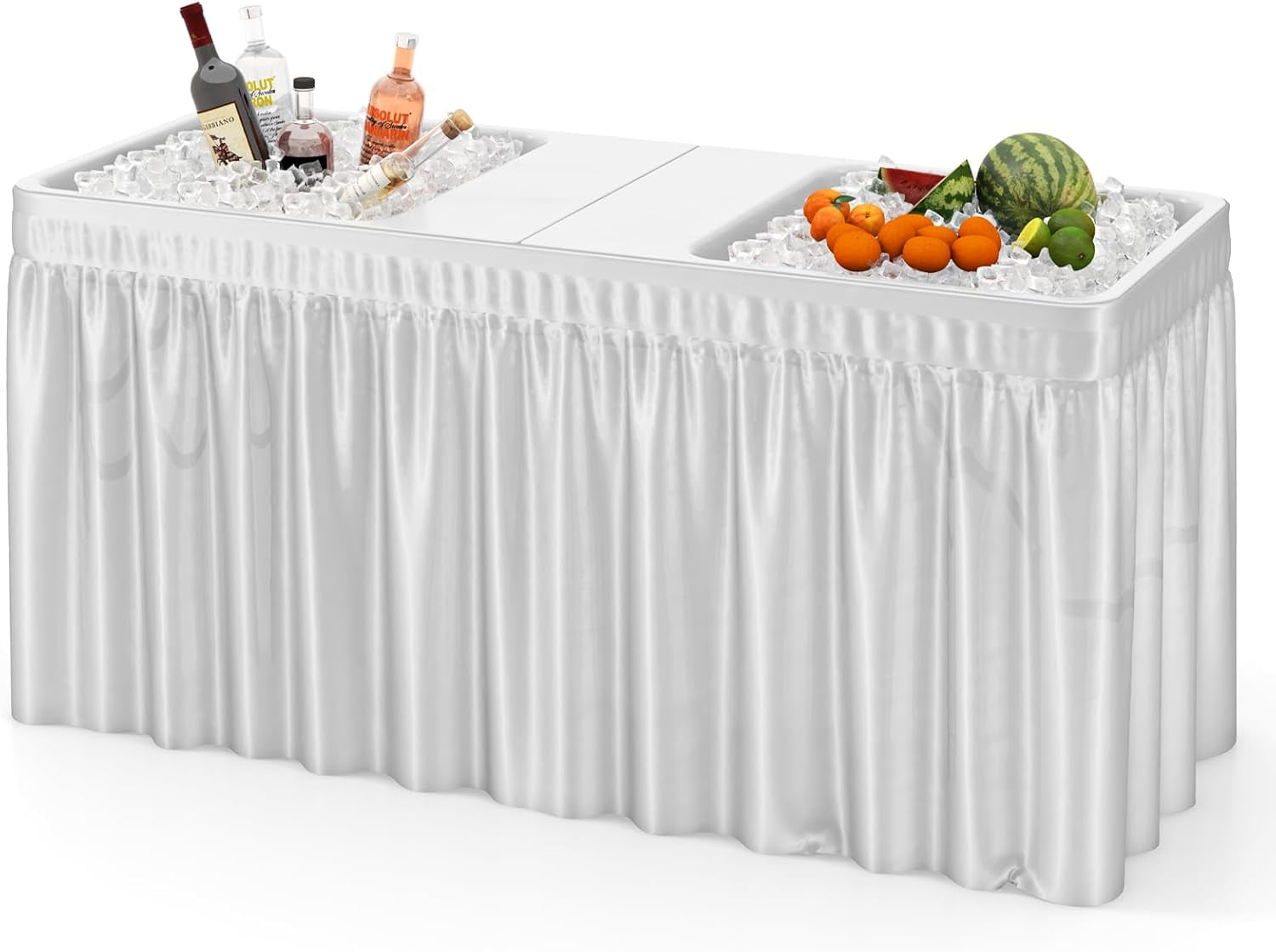 5 FT Foldable Ice Table Chilling Table with Double-Sink, Detachable ...