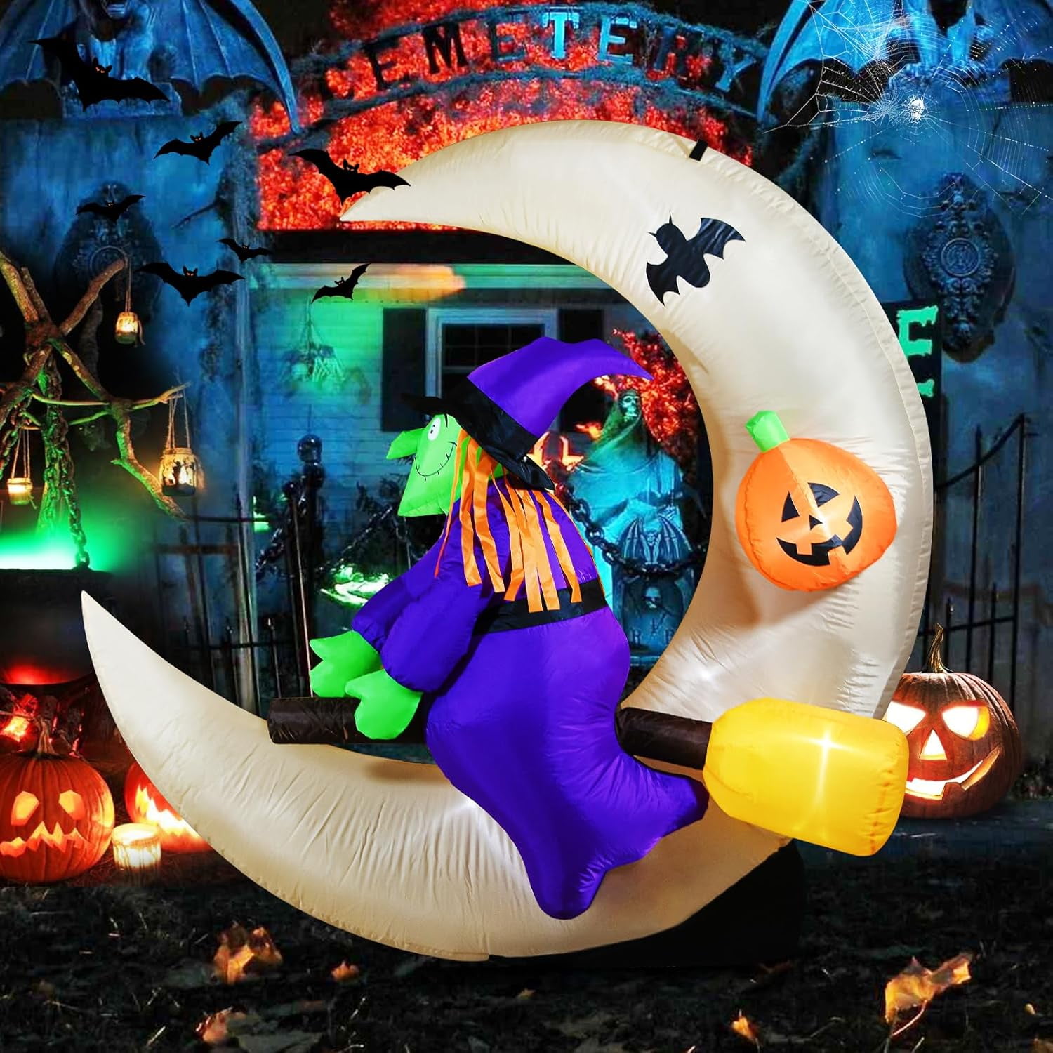 5 FT Halloween Inflatables Outdoor Yard Decorations, Spooky Light-Up ...