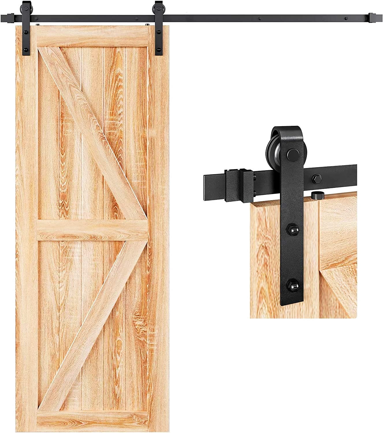 5 FT Heavy Duty Sliding Barn Door Hardware Track Kit,Basic J Pulley ...