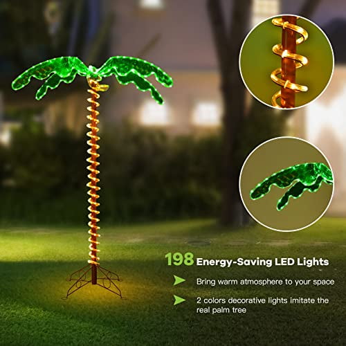 5 FT LED Lighted Palm Tree with 198 LED Lights for Outside Patio ...