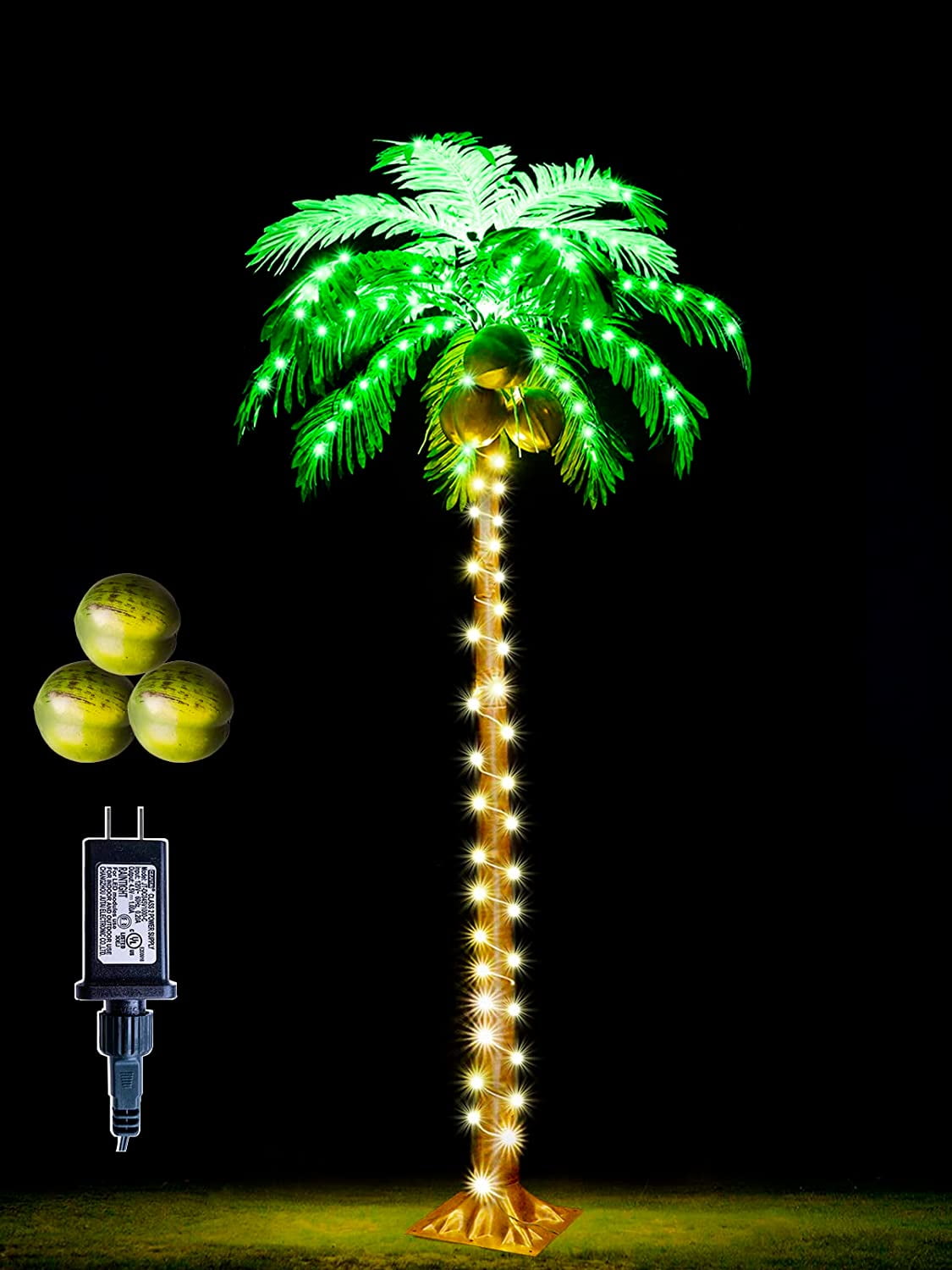 5 FT LED Lighted Palm Tree with Coconuts Outdoor Artificial Palm Tree ...