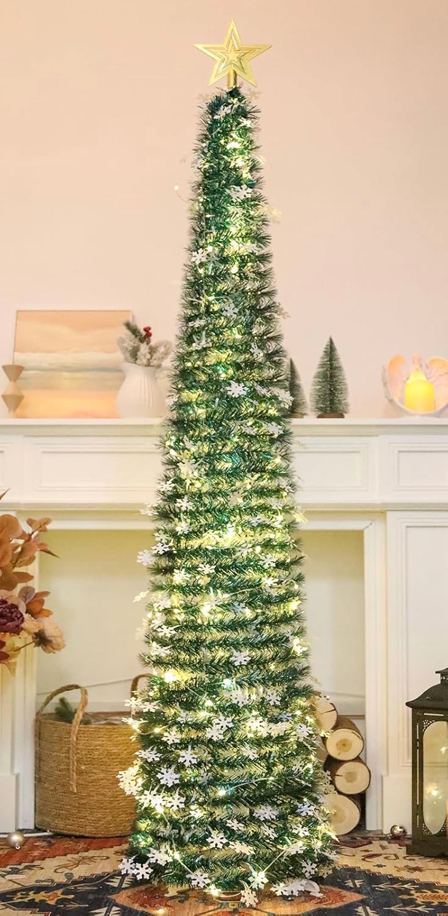 5 FT Pop Up Christmas Tree with Timer Lights and Decorations, Green ...