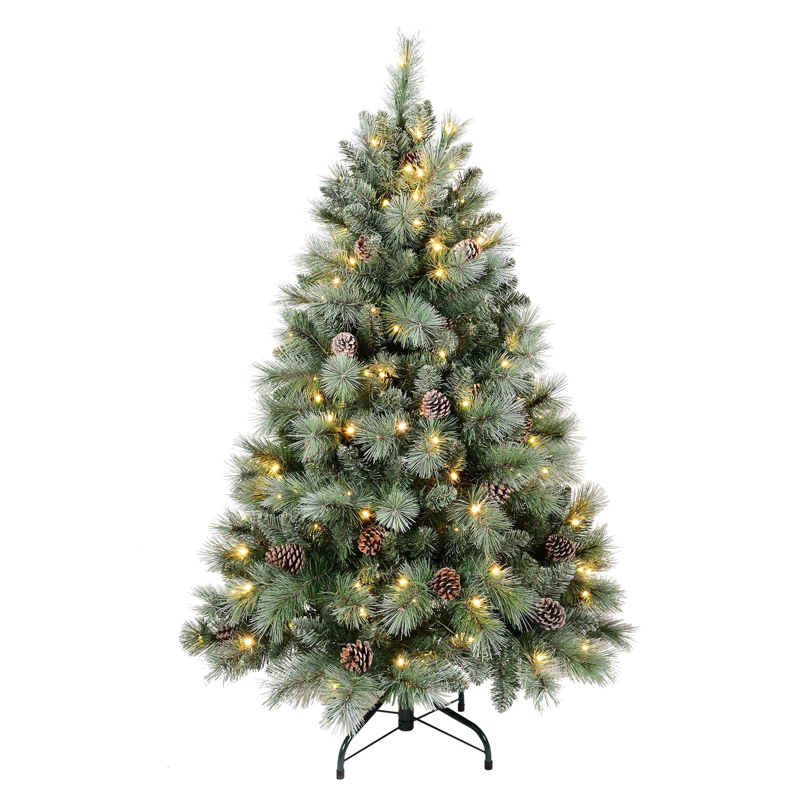 5 FT Prelit Xmas Tree, Realistic Artificial Christmas Trees w/ 51 Pine ...
