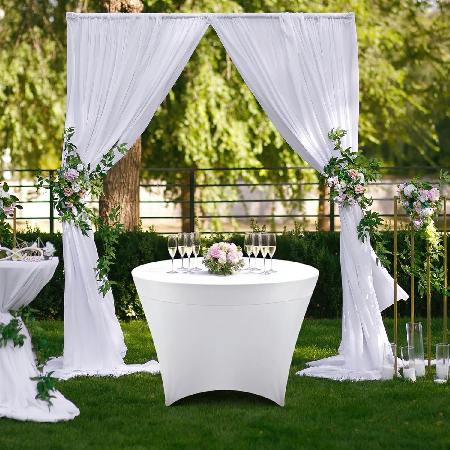 5 FT Round Stretch Tablecloth Machine Washable 60 Inch Spandex ...