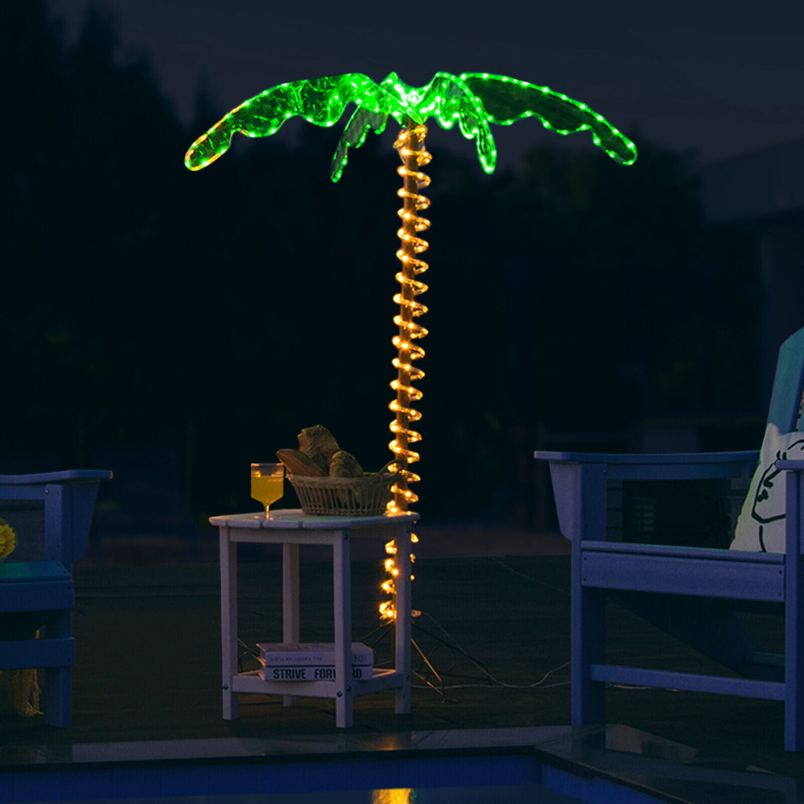 5 FT Tropical LED Rope Light Palm Tree Pre-Lit Artificial Palm Tree ...