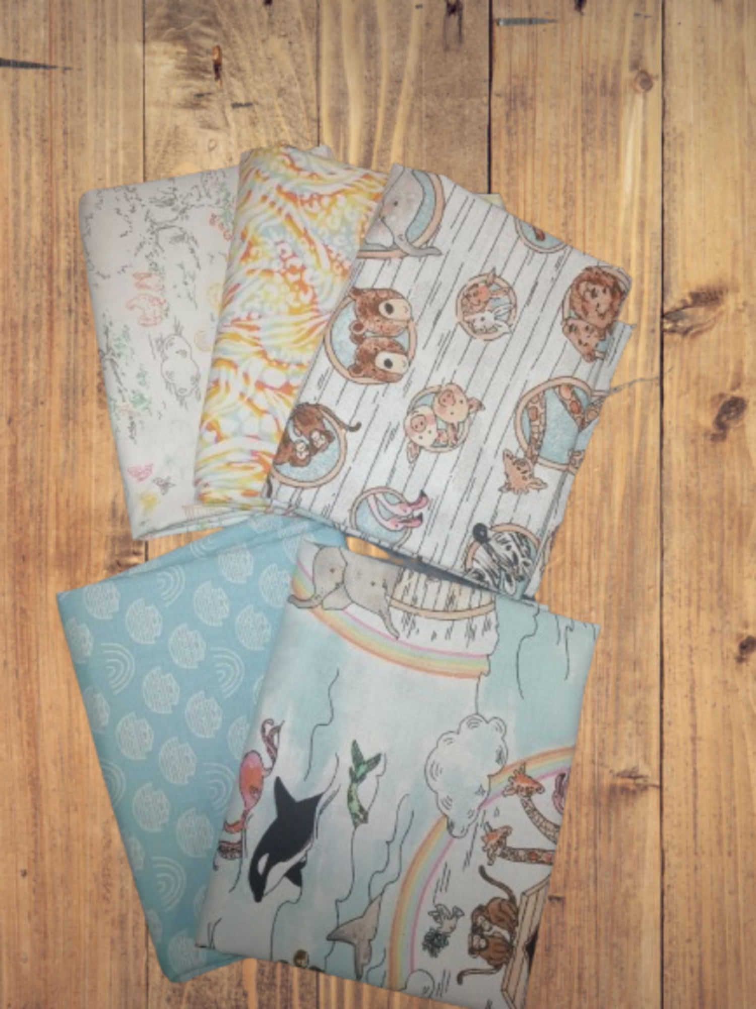5 Fat Quarters - Assorted Two by Two Noah's Ark Fat Quarter Bundle ...