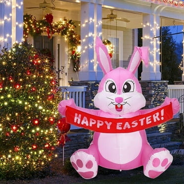 Gemmy Airblown Inflatable Minnie Mouse in Pink Polka Dot Easter Dress ...