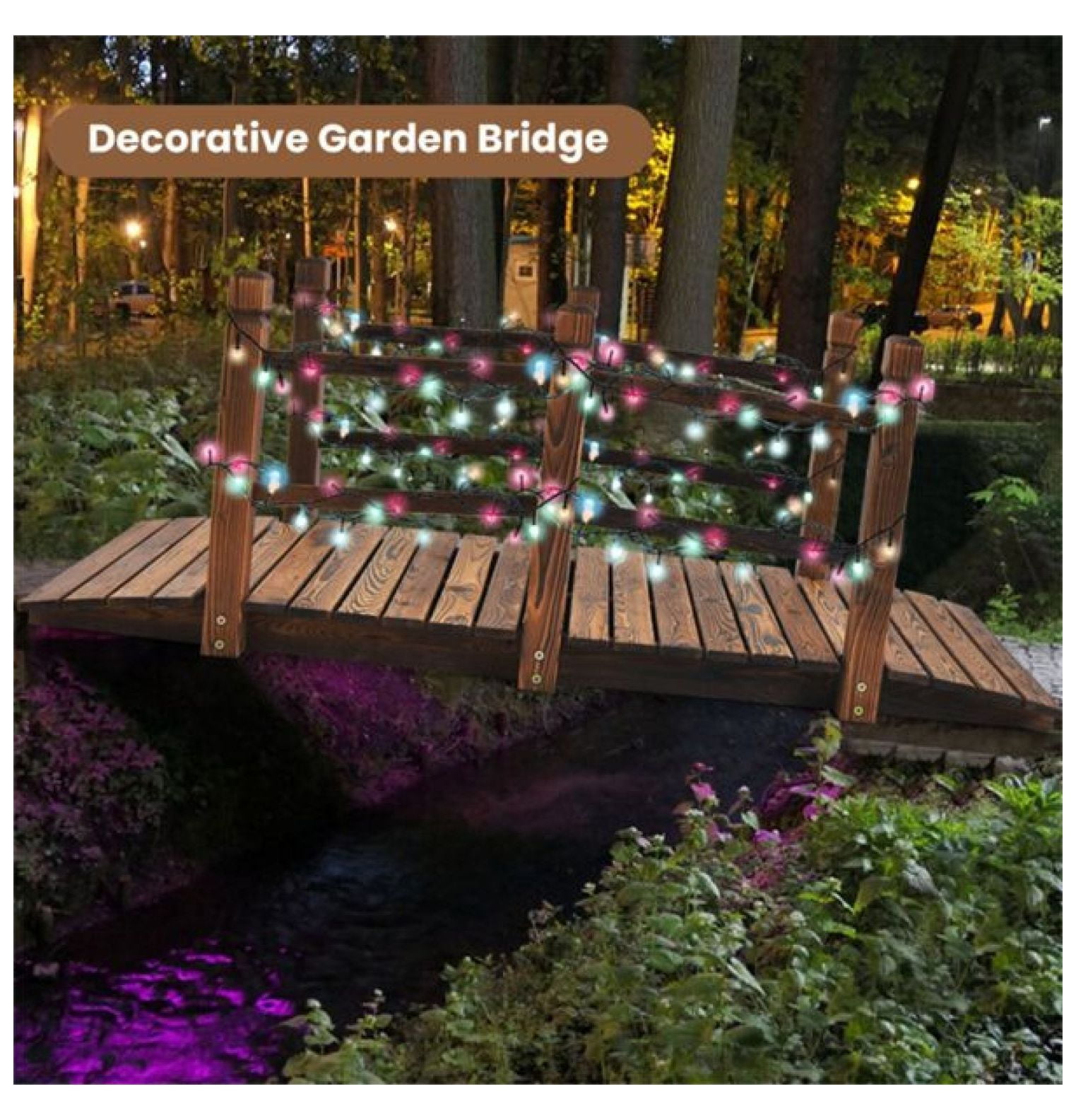 5 Feet Wooden Garden Bridge - 100% Fir Wood Construction, Easy Assembly ...