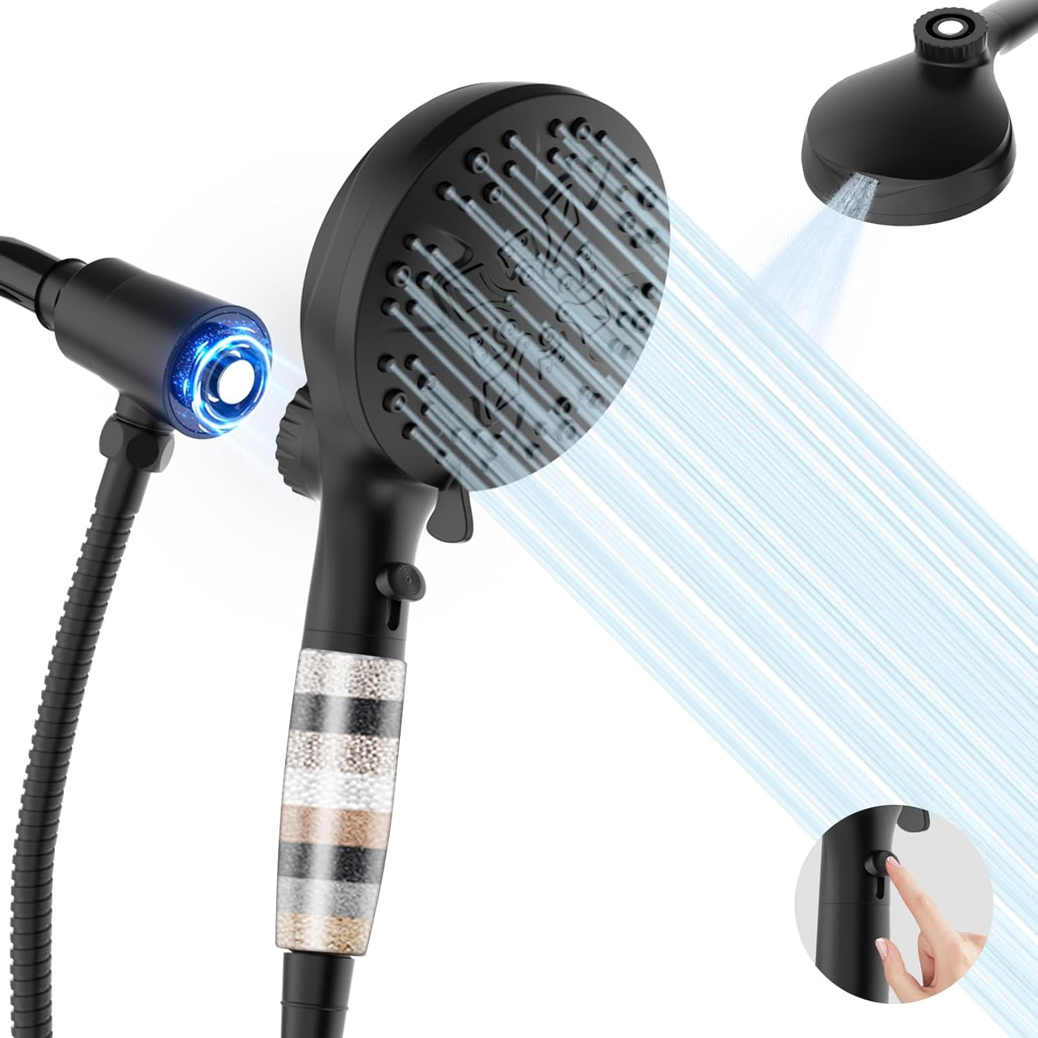 5" Filtered Handheld Shower with 10 Modes,High Detachable Showerhead ...