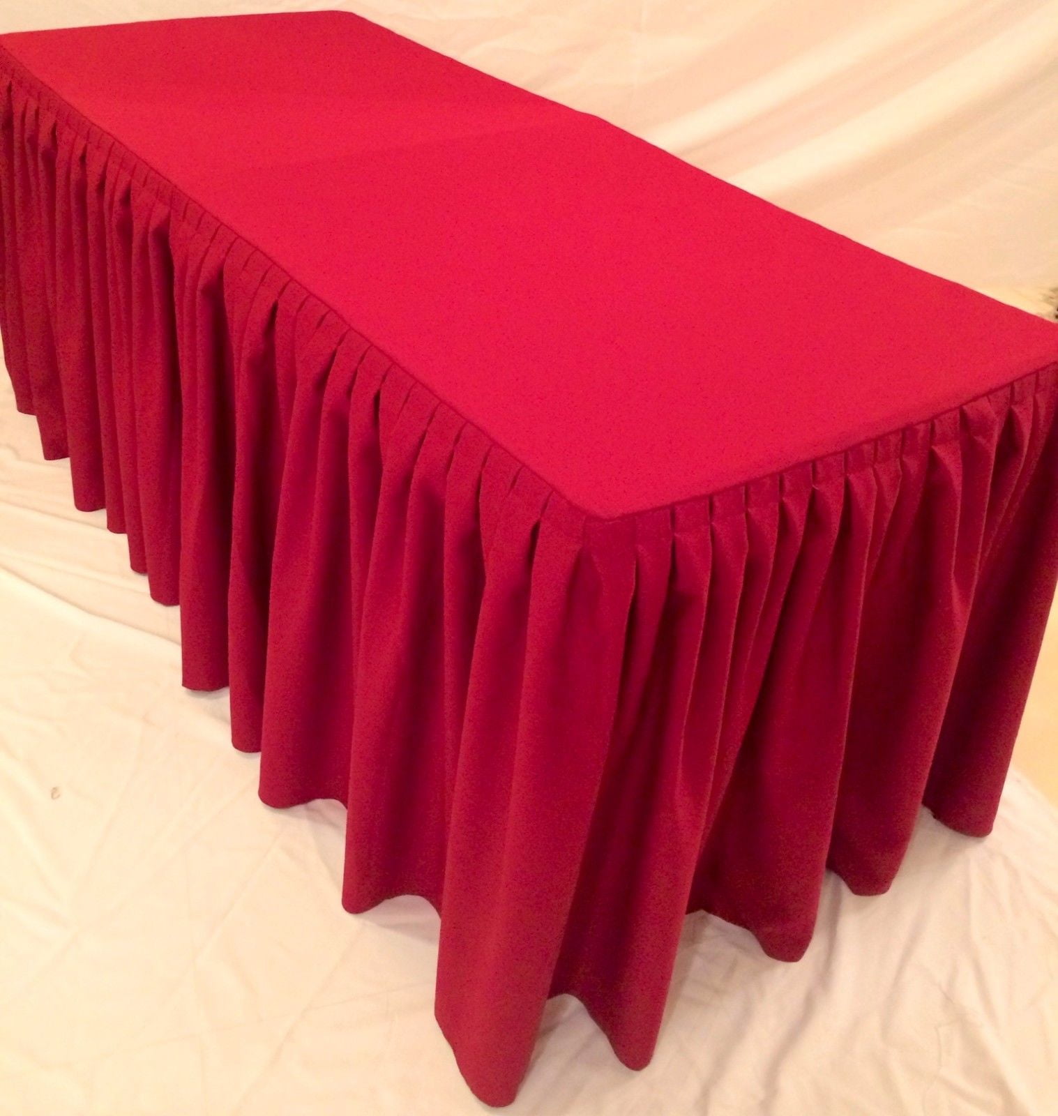 5' Fitted Polyester Double Pleated Table Skirting Cover w/Top Topper 21 ...