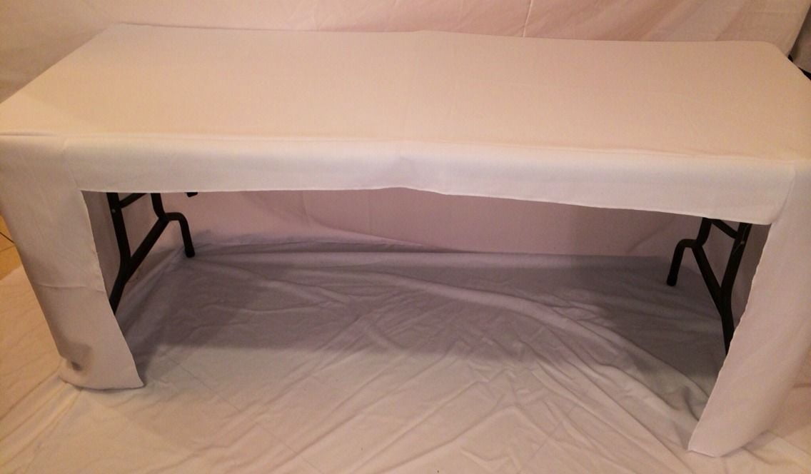 5' Fitted Polyester Tablecloth OPEN BACK Trade show Booth DJ Table ...