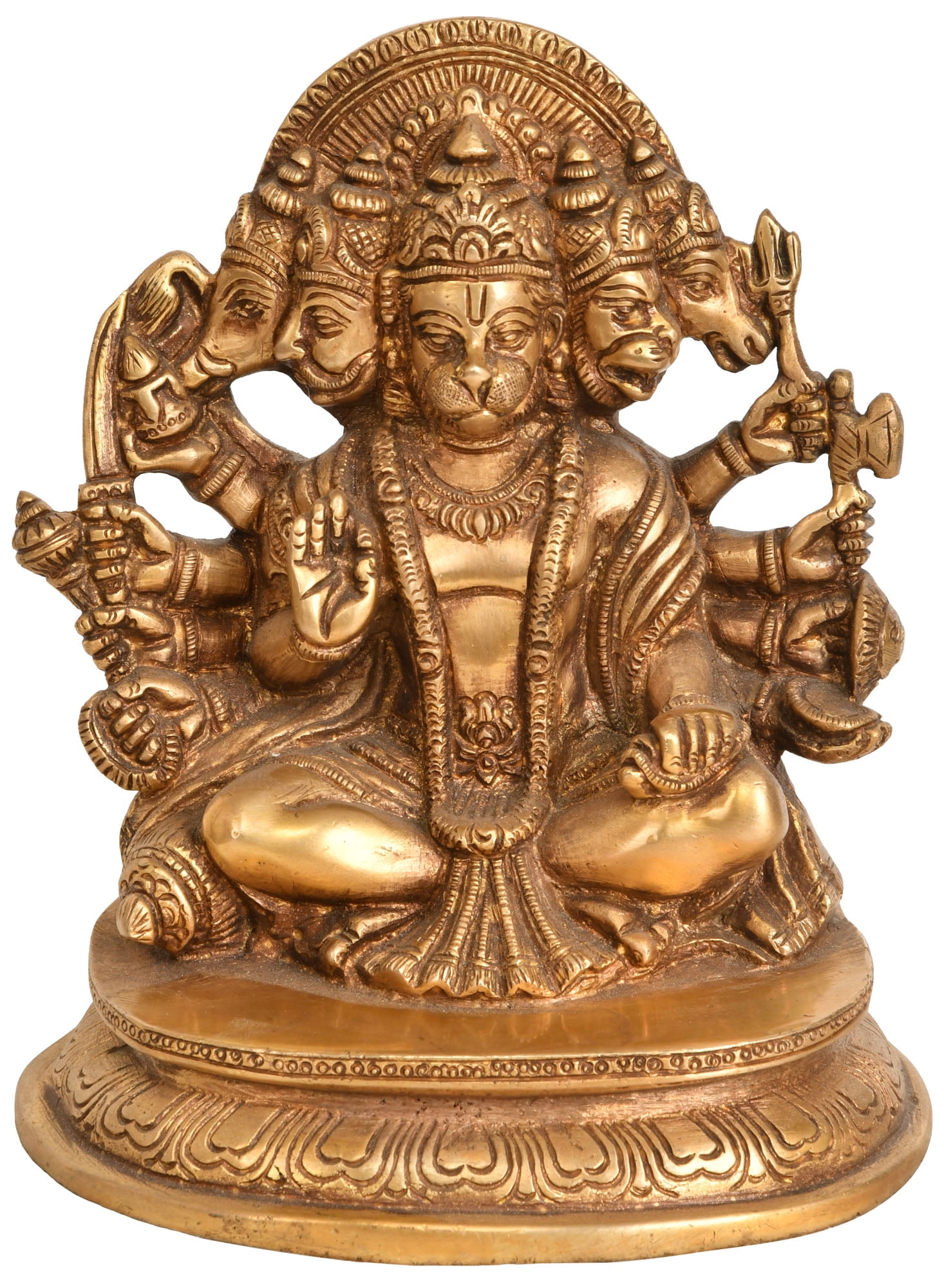 5" Five Headed Hanuman Idol as Eleventh Rudra | Handmade Brass Statue ...