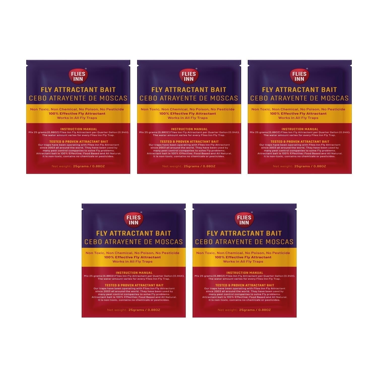 FLIES INN Natural Outdoor Fly Trap Baits Low Odor, Eco-Friendly Non ...