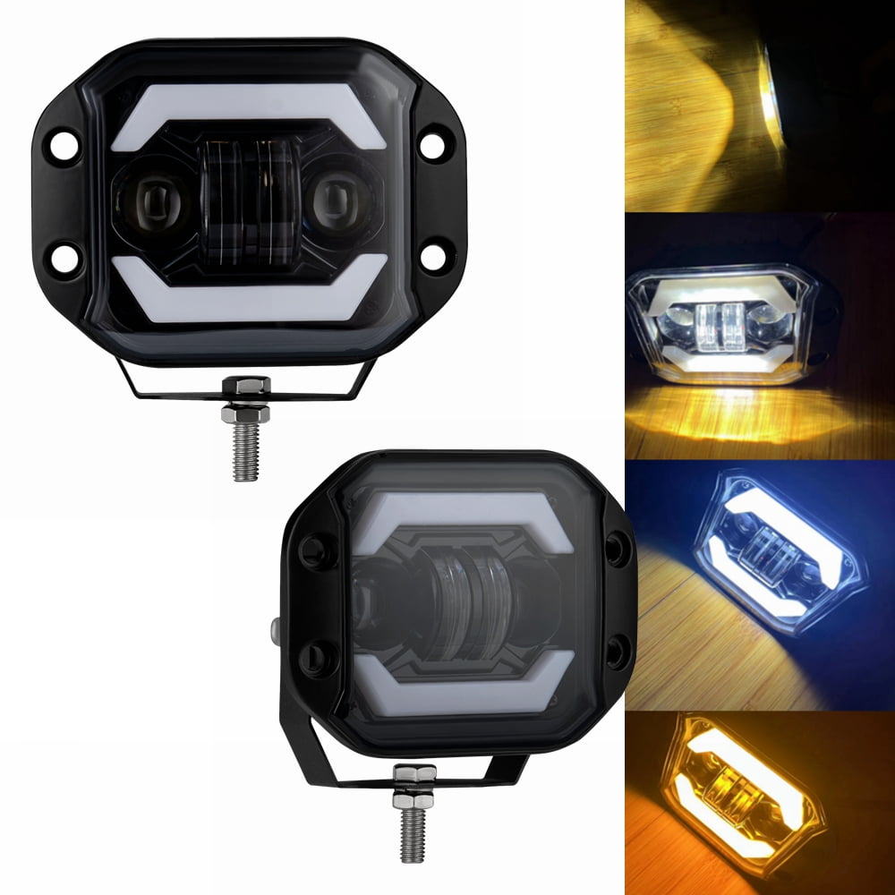 5 Flush Mount LED Work Light W Angel Eyes Hi Low Beam Off Road ...