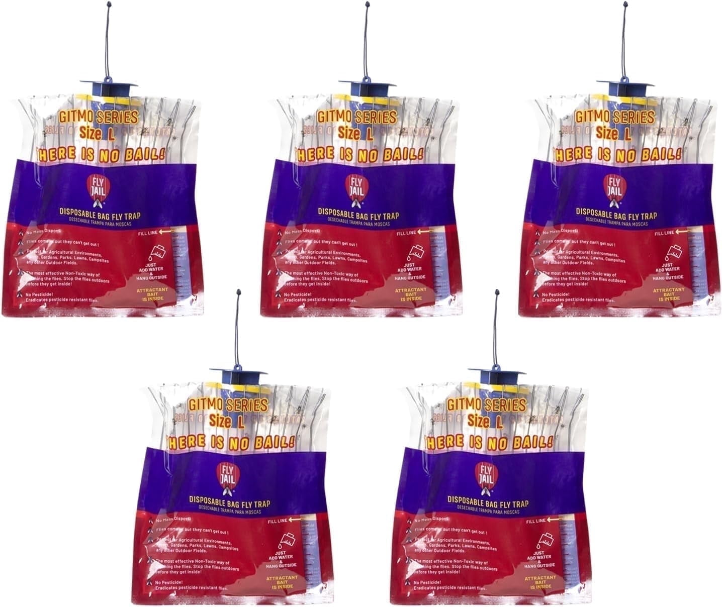 FLY JAIL Large Bags Disposable Fly Trap, Outdoor Pre-Baited Fly Catcher ...