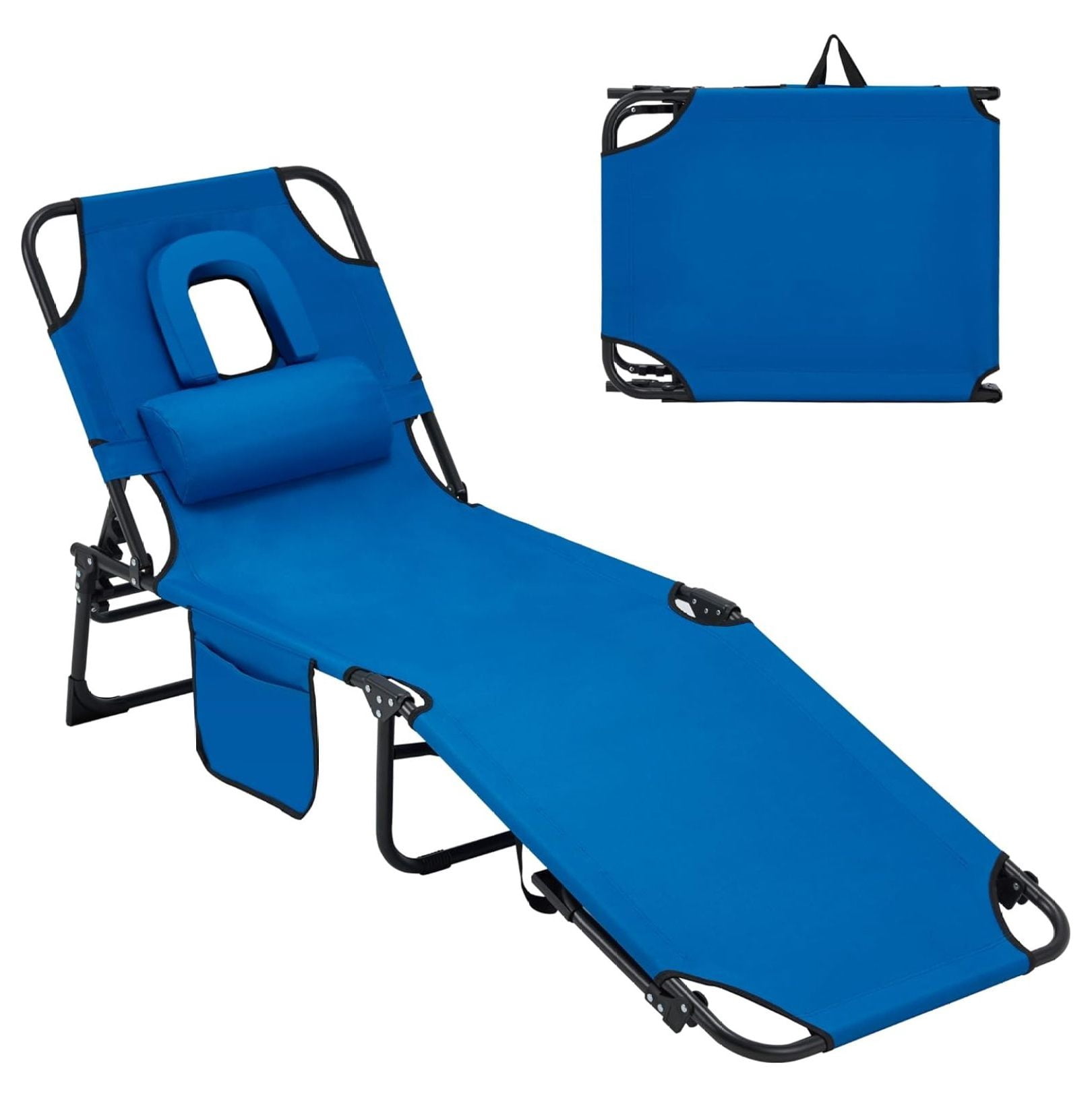 5-Fold Lounge Chair, Outdoor Tanning Chair with Face Hole, 450lbs ...