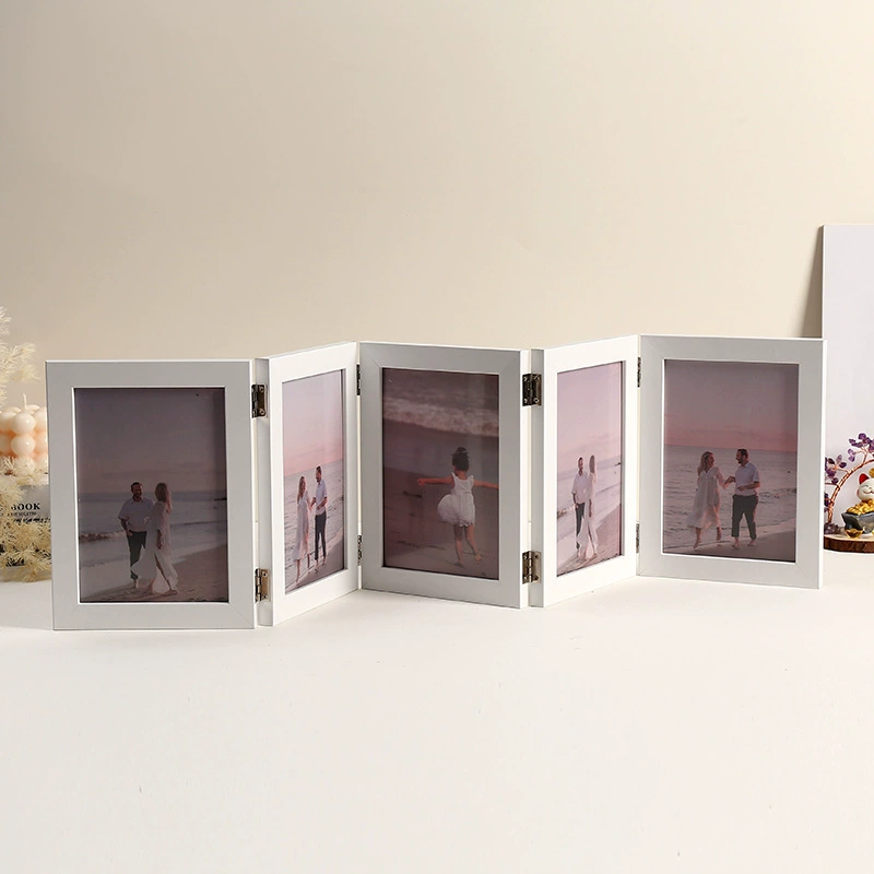 5 Folding Hinged Picture Frame 5x7 Inches Natural Wood Foldable Photo ...