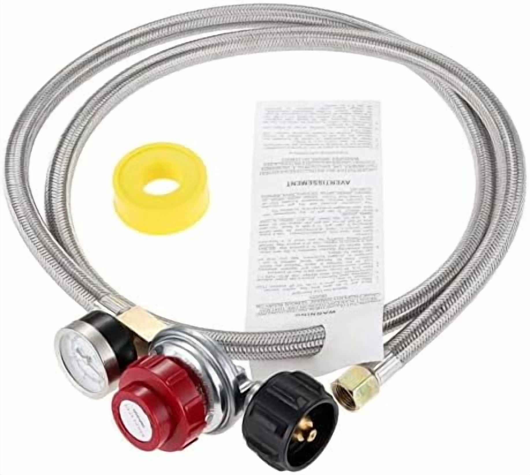 5 Foot 0-30 PSI High Pressure Adjustable Propane Regulator with Gauge ...